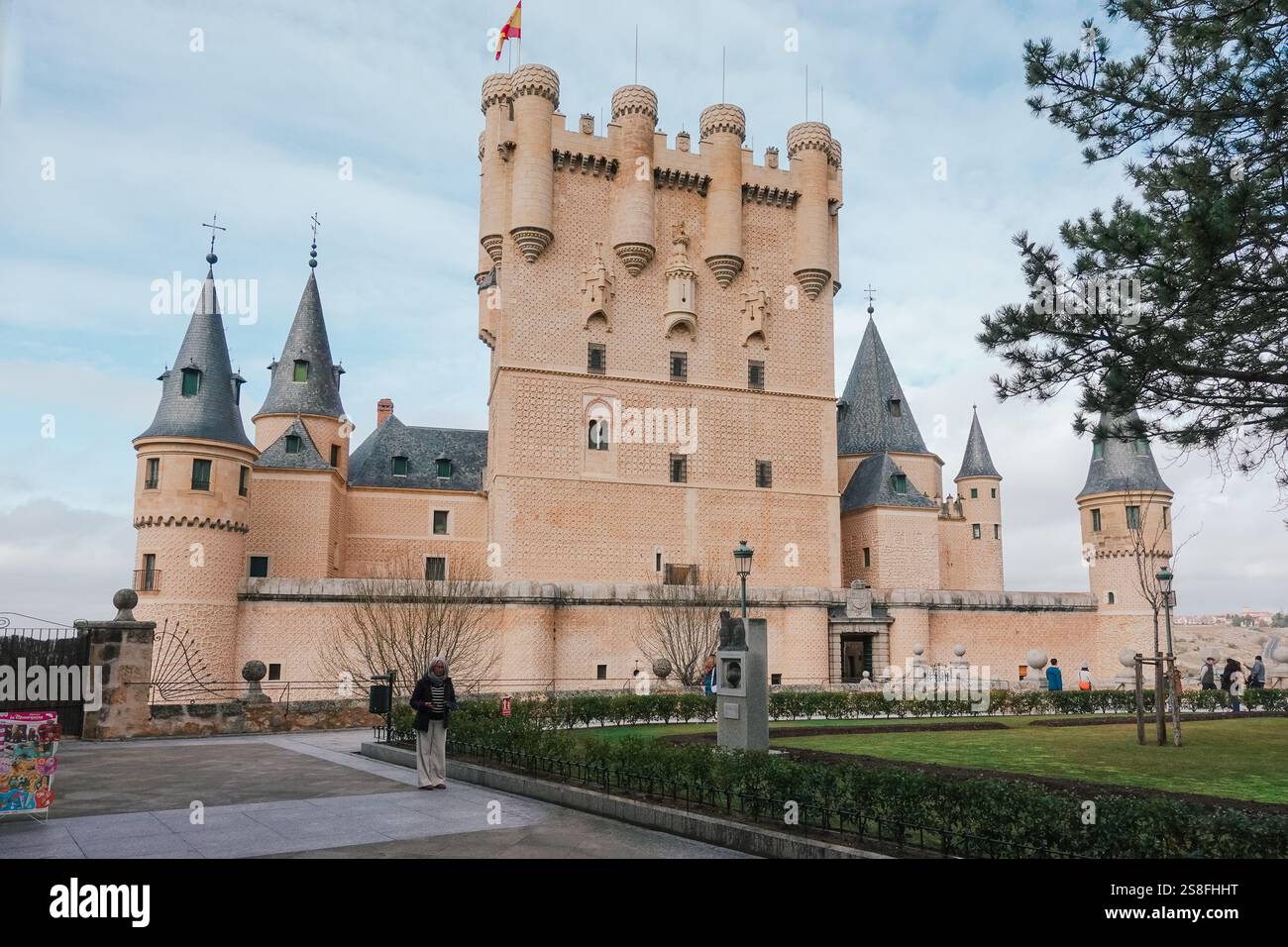 Exterior view of Alcázar de Segovia, a Romantic medieval castle in ...