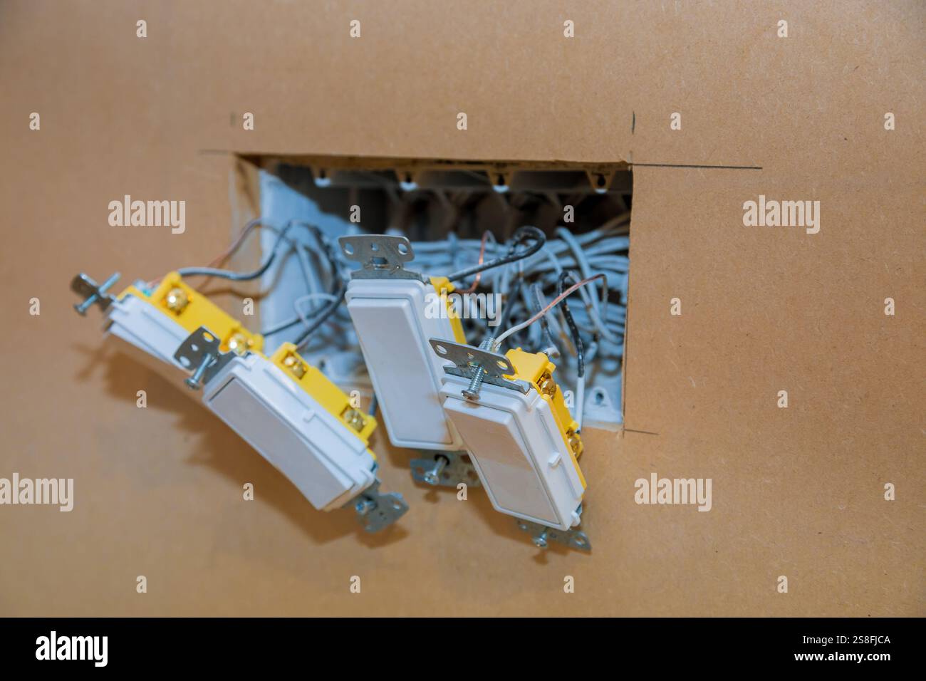 Renovation reveals hanging electrical switches with complex wiring an ...