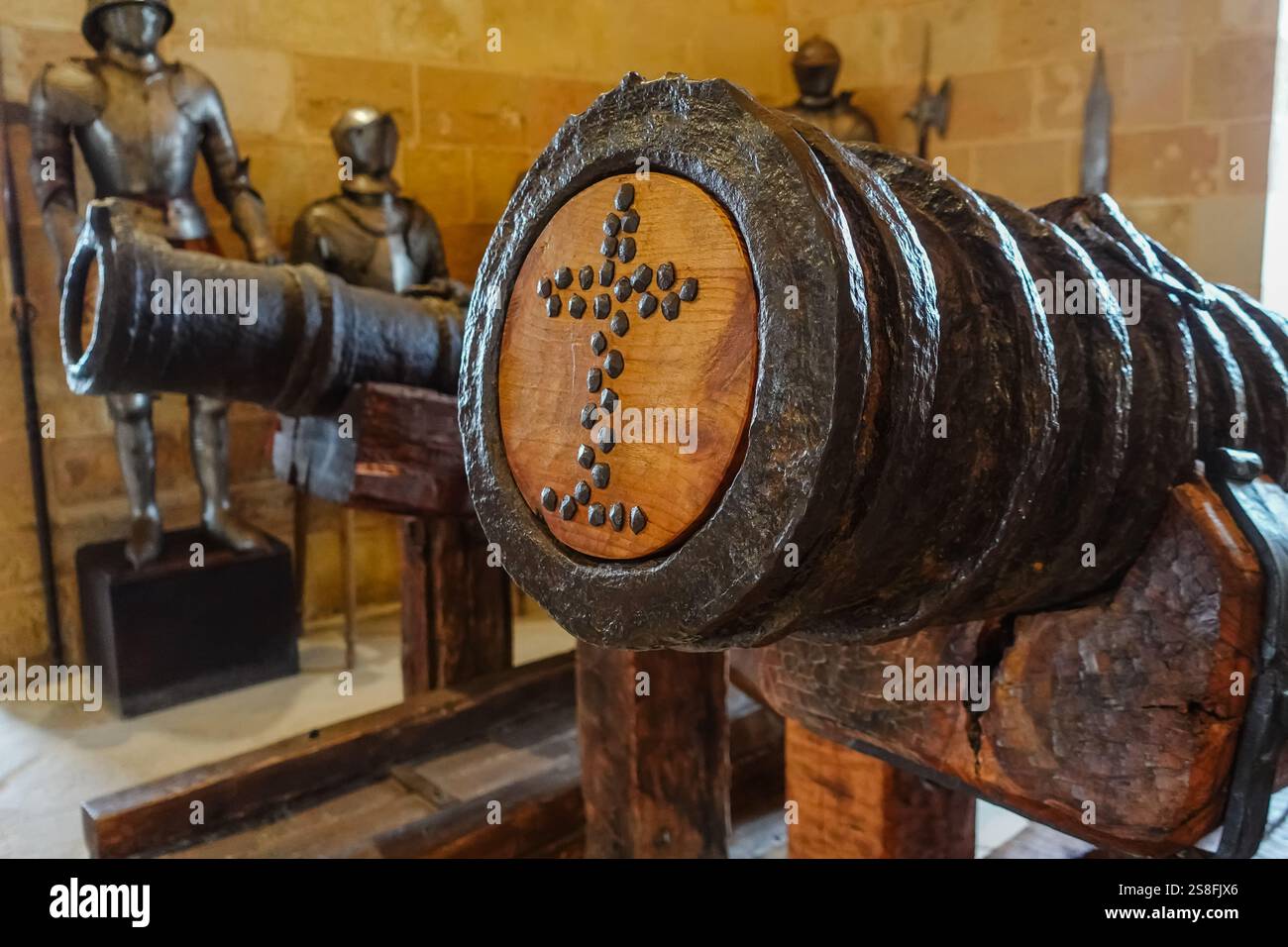 Armory room inside Alcázar de Segovia, Spain. Display of medieval ...