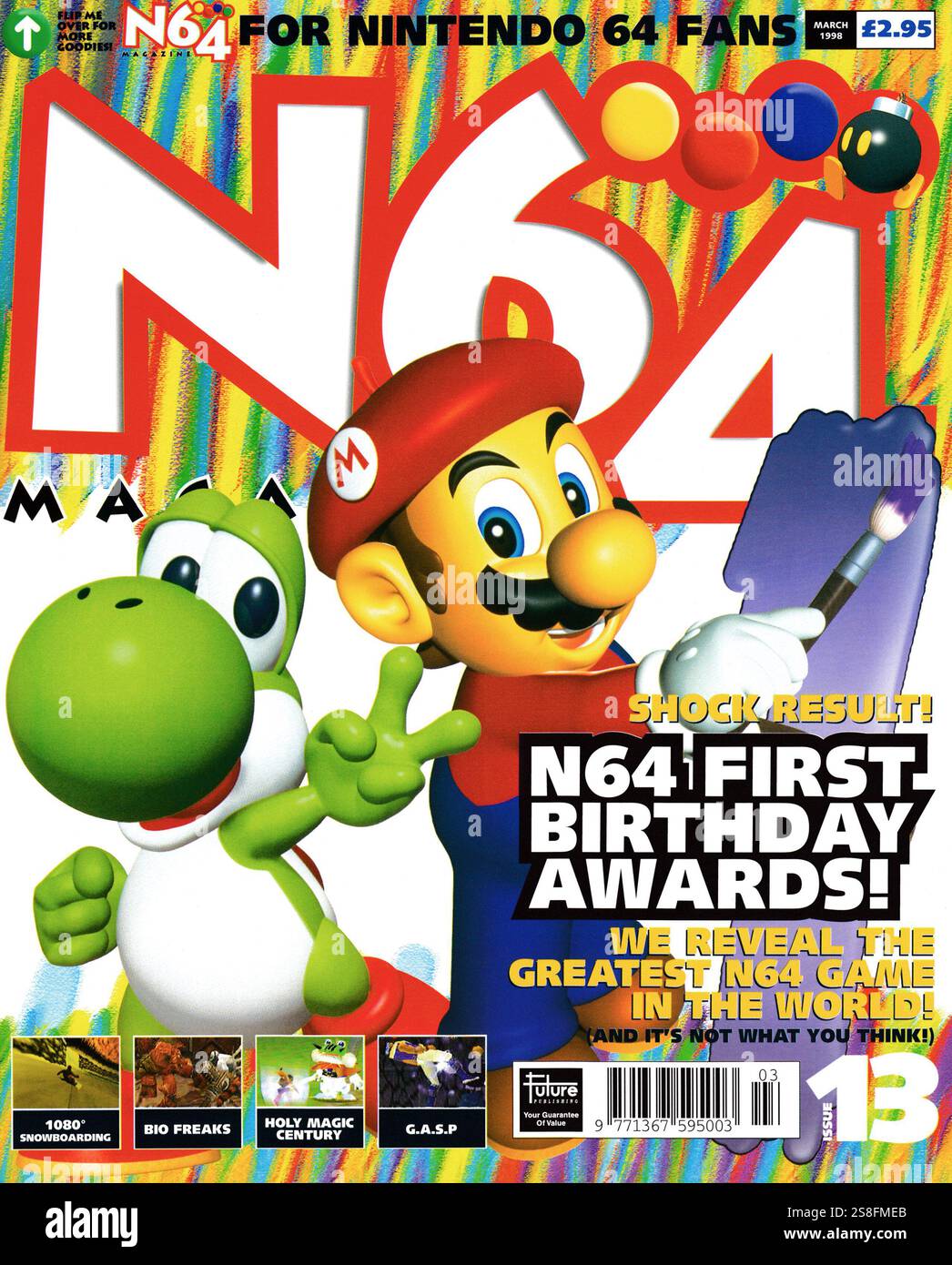 1998 UK N64 Magazine March 98 magazine cover featuring Super Mario and ...