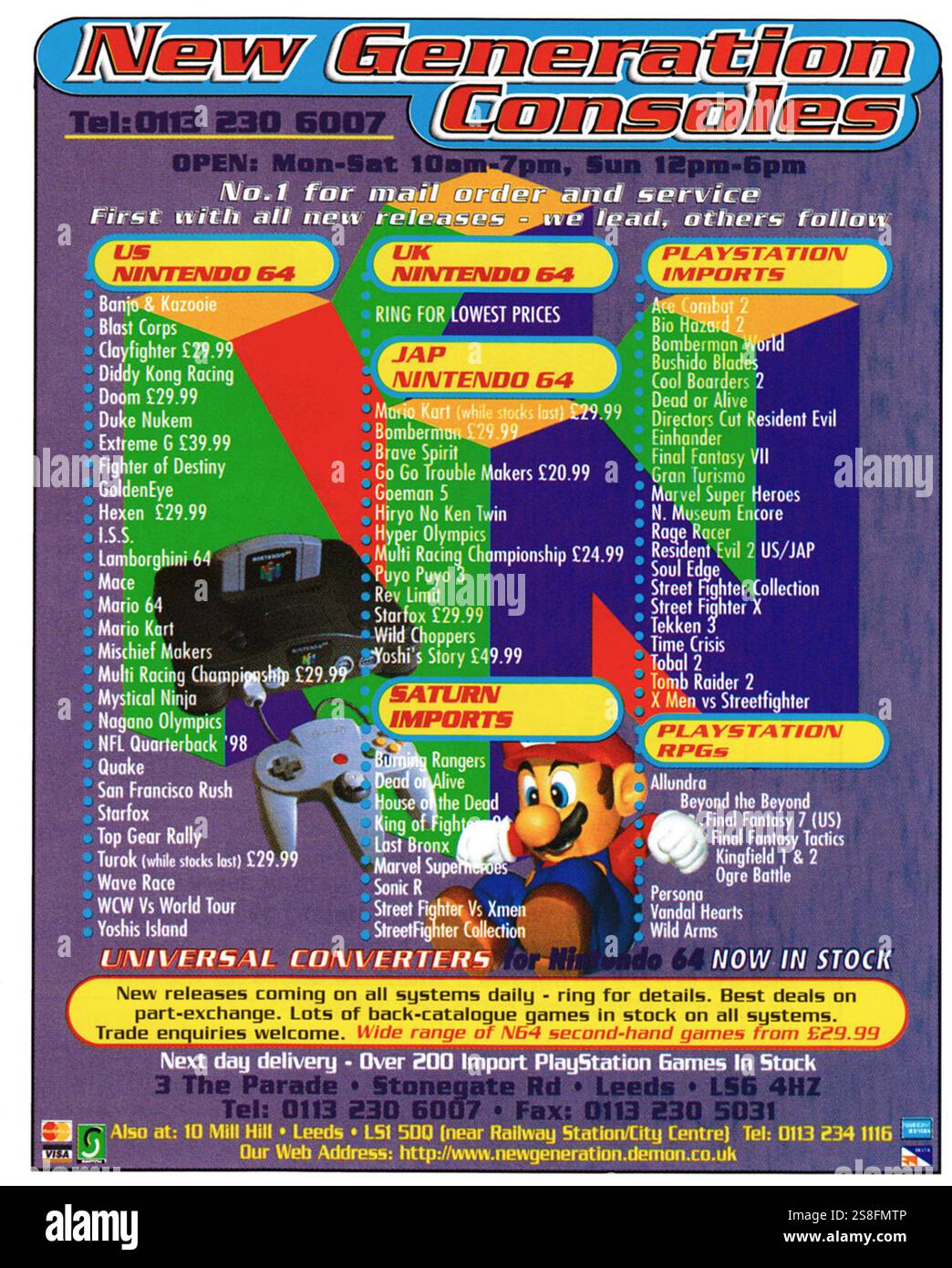 1998 UK New generation consoles for Nintendo 64 ad Leeds U.K Stock ...