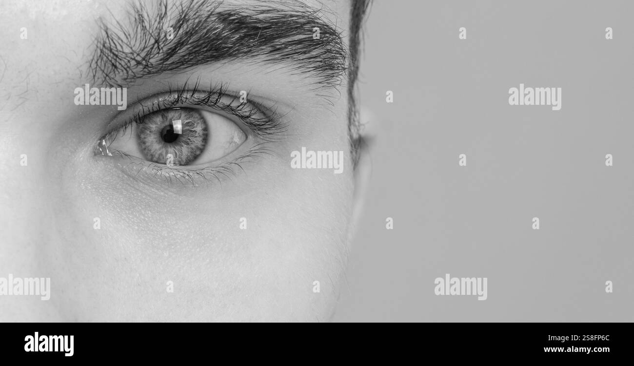 Black and White Close-Up of Male Eye Stock Photo - Alamy