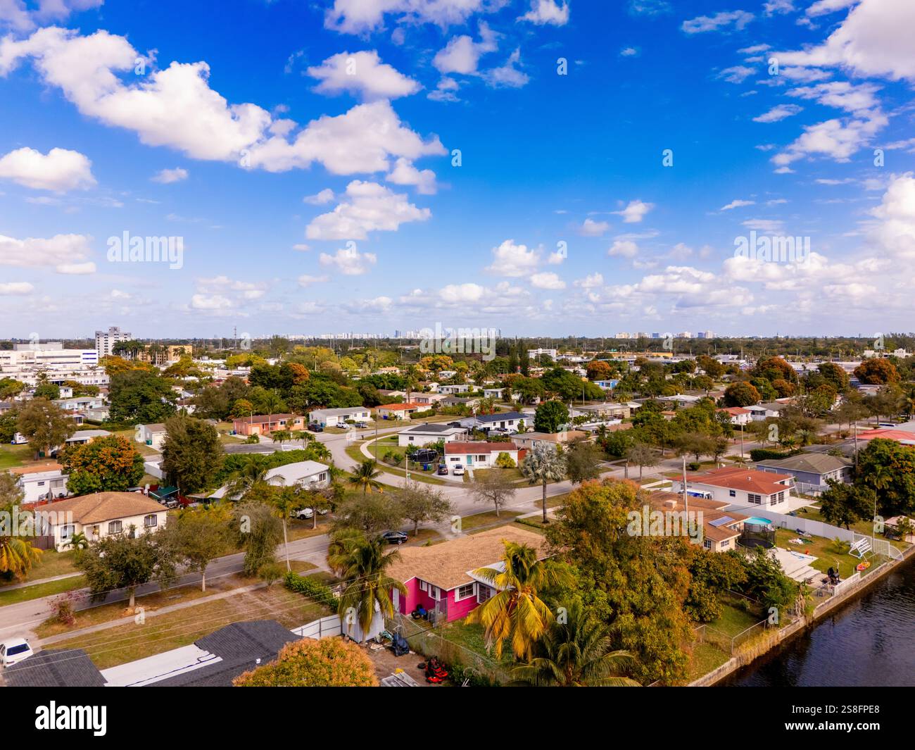 Aerial photo homes in Little River Miami Stock Photo - Alamy