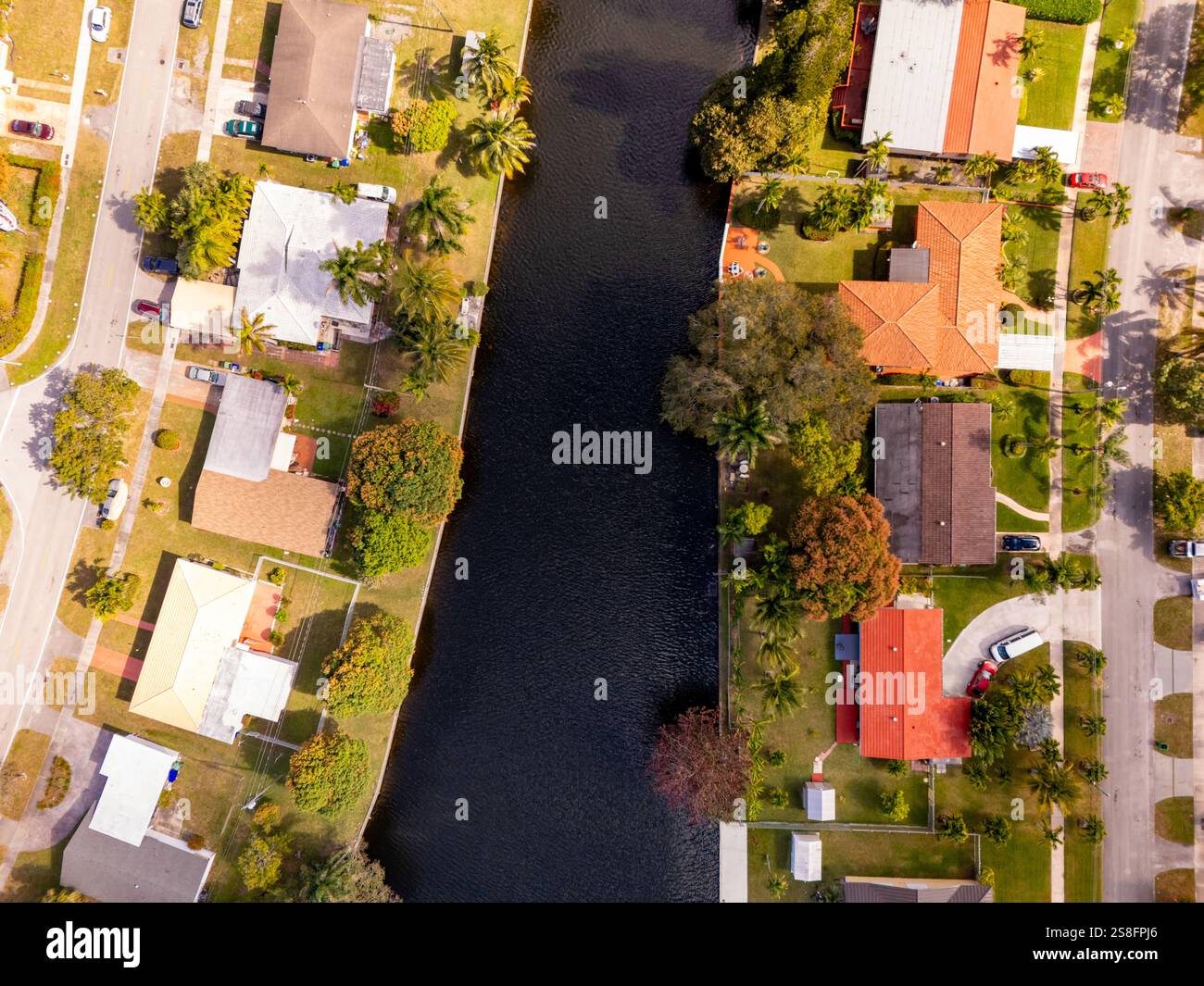Aerial overhead photo Miami Little River Canal C7 Stock Photo - Alamy