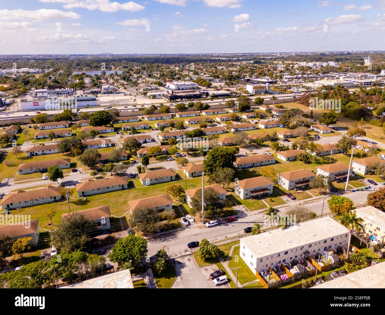 Aerial Miami photo low income housing Little River Stock Photo - Alamy