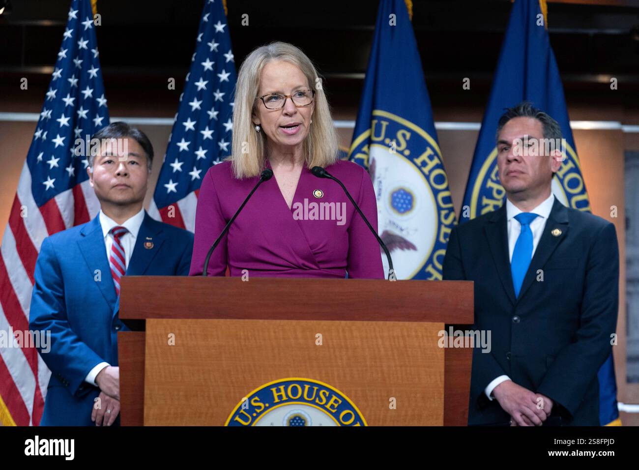 Rep. Kelly Morrison D-Minn., flanked by Democratic Caucus Vice Chair ...