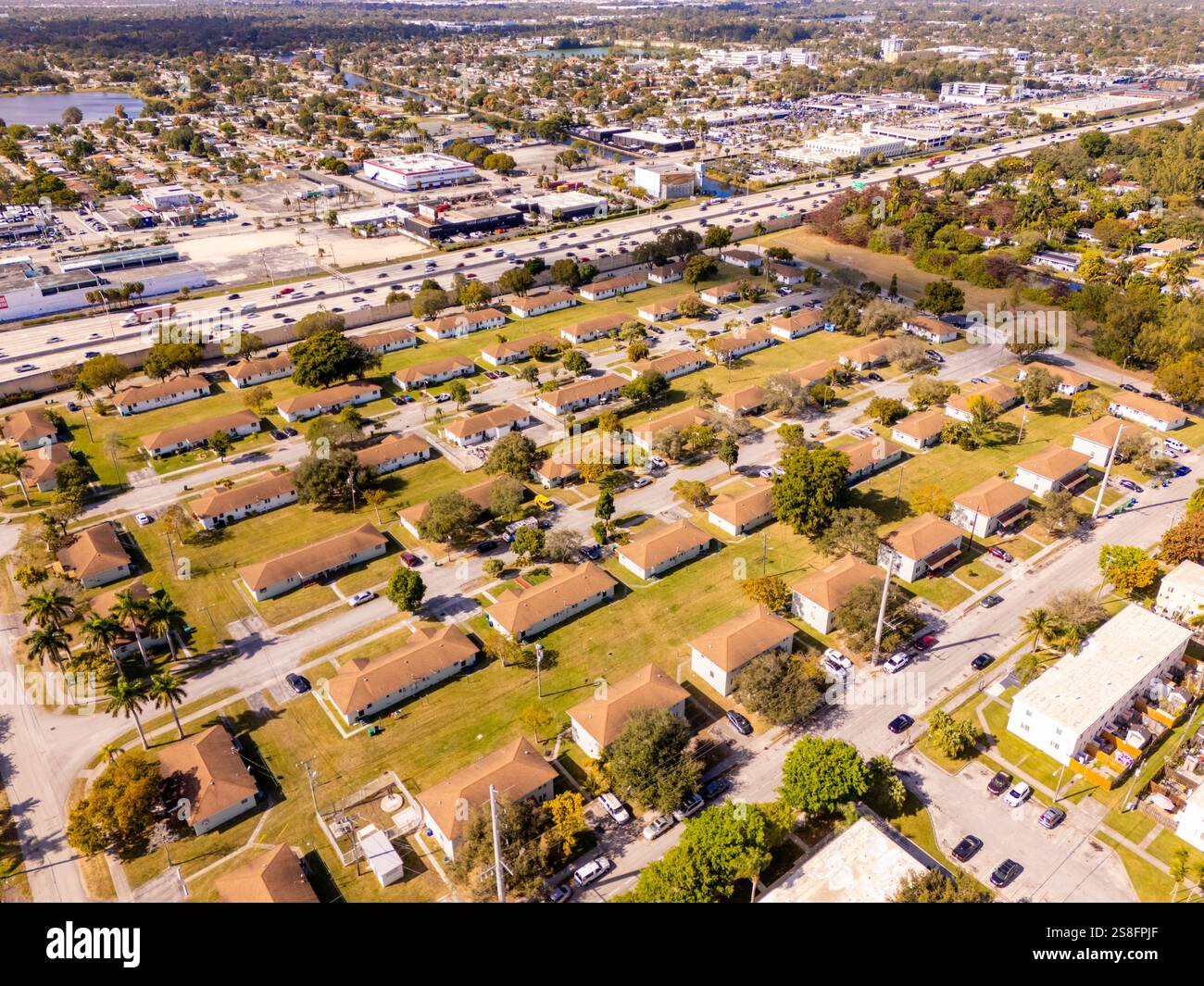 Aerial Miami photo low income housing Little River Stock Photo - Alamy