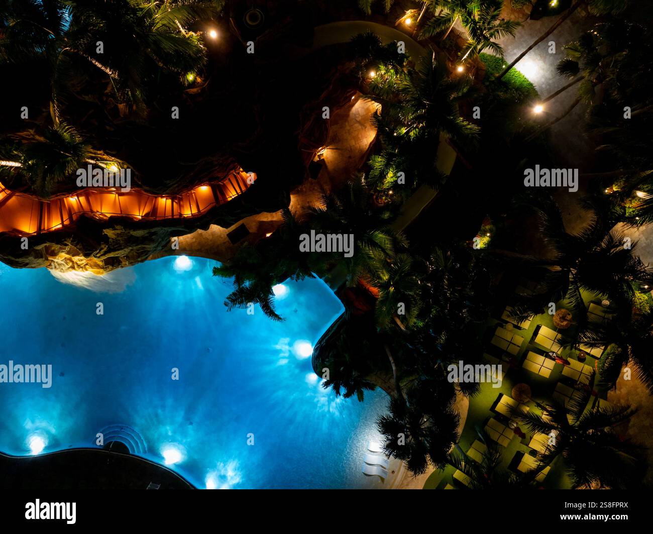 Davie, FL, USA - January 20, 2025: Night photo of the pool at Seminole ...