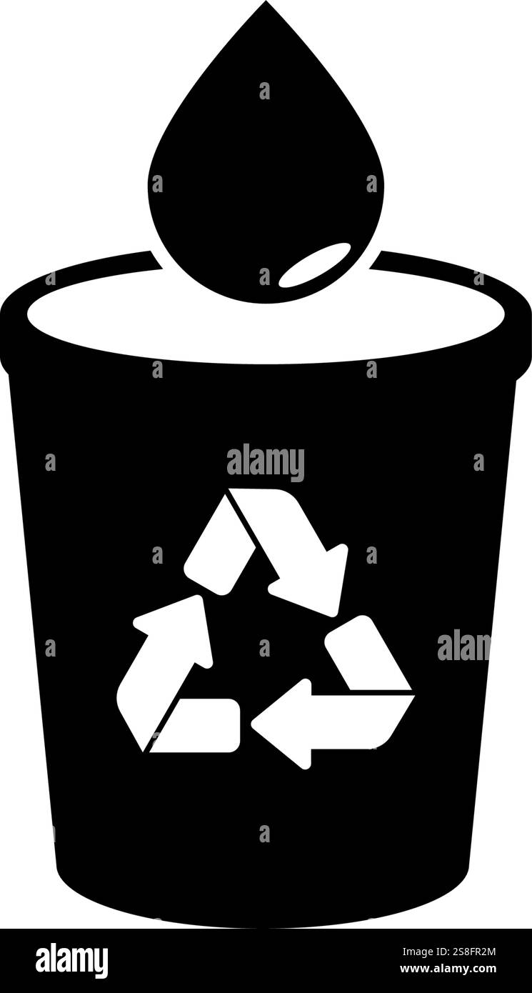 Icon of water drop over recycling bin, symbolizing water conservation ...
