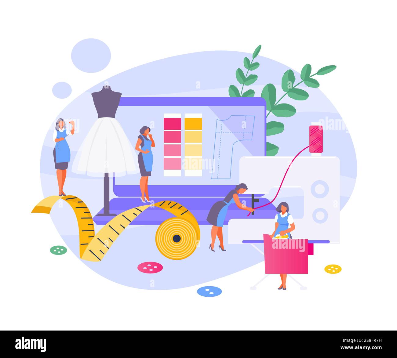 Women at work in a factory Stock Vector Images - Alamy