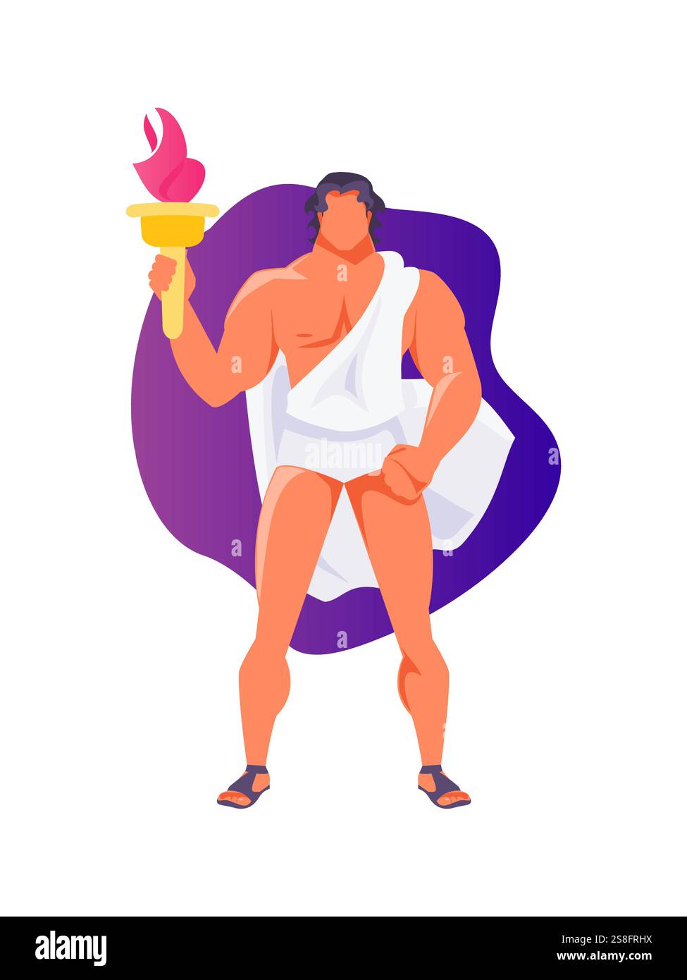 Greek God Prometheus holds fire. Mythology and legends. Vector ...
