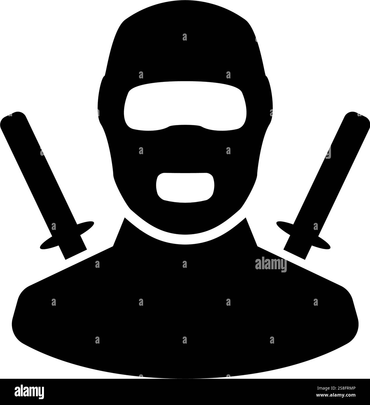 Sleek modern ninja icon featuring crossed katanas and a shrouded mask ...