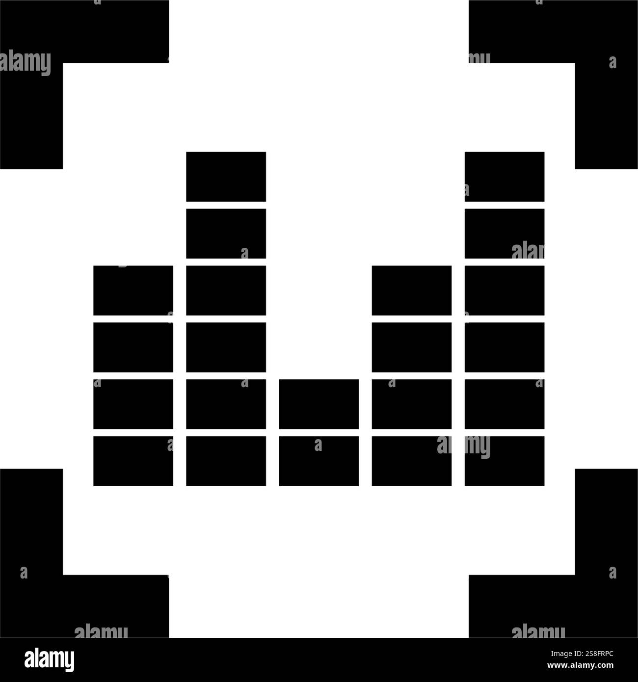 Simple vector icon of an audio spectrum analyzer within focus brackets ...