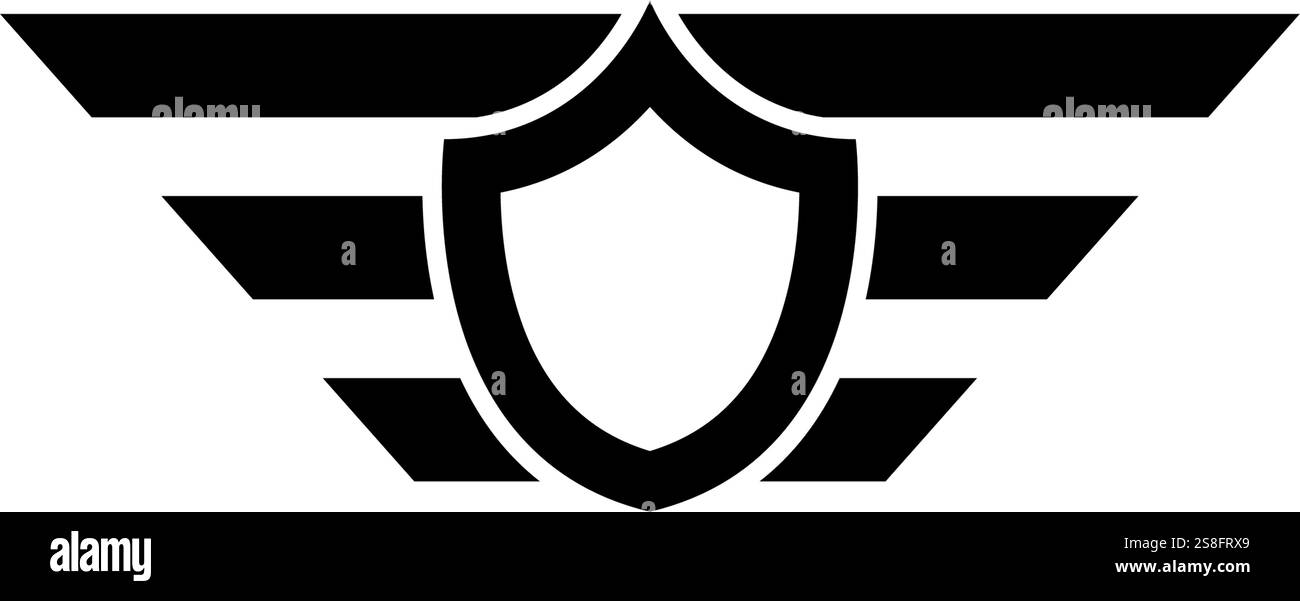 Elegant minimalist shield and wings vector logo, symbolizing protection ...
