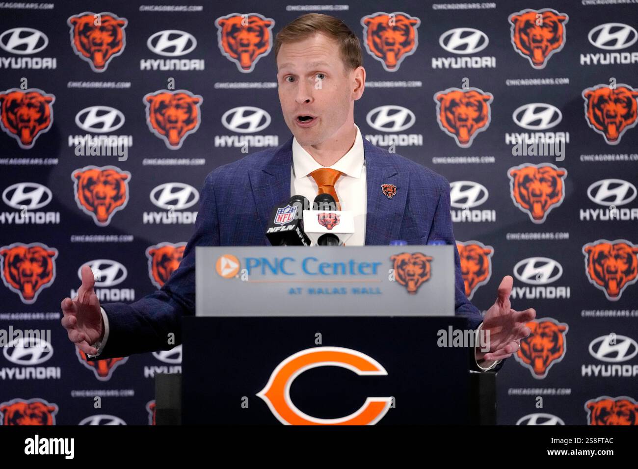 Chicago Bears new coach Ben Johnson speaks following his introduction ...