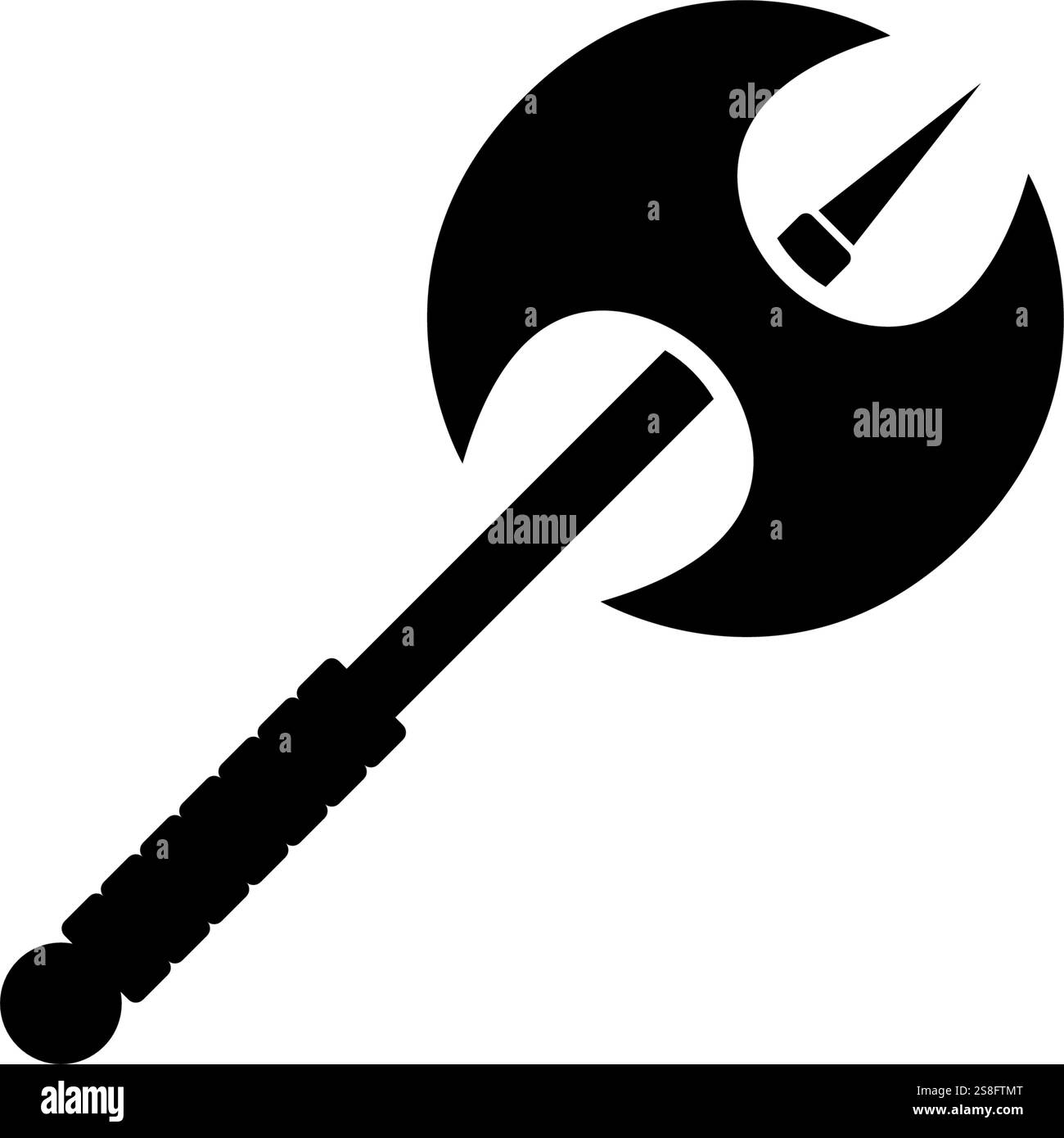 Bold black vector icon of a medieval battle axe, symbolizing ancient ...