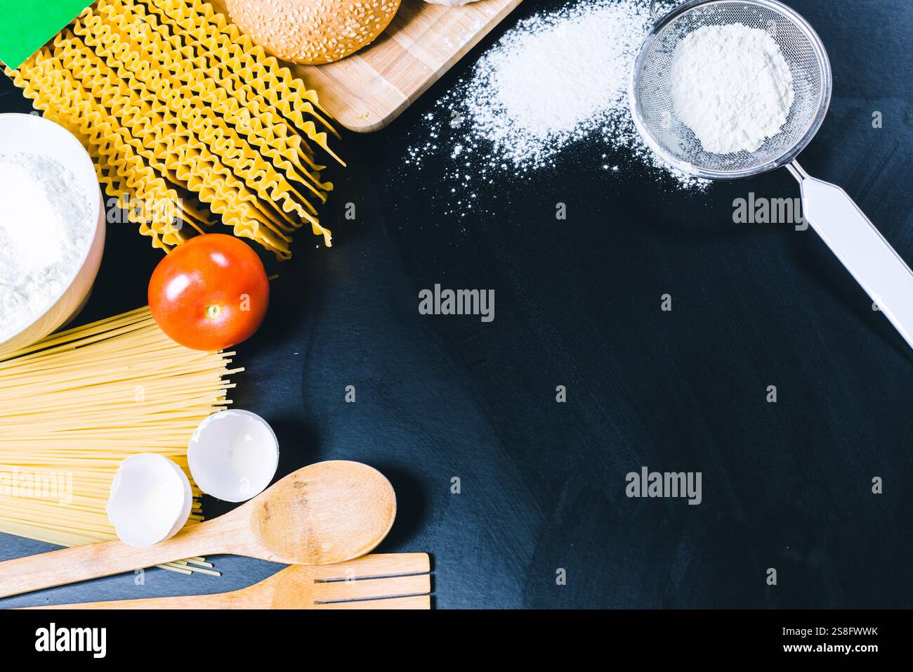 dry pasta spaghetti with ingredient Stock Photo - Alamy
