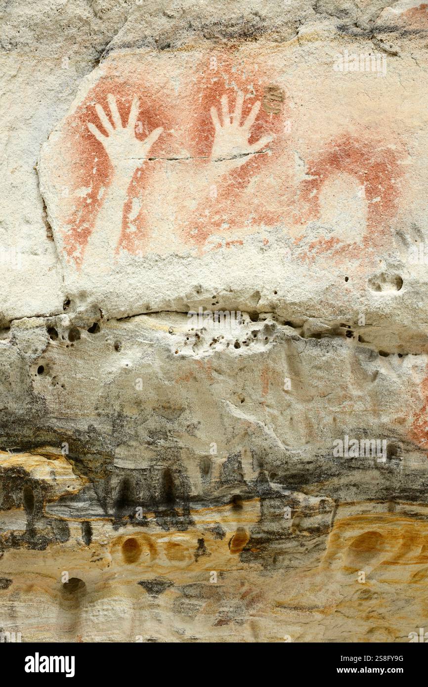 Human hands aboriginal rock paintings know as The Art Gallery in ...