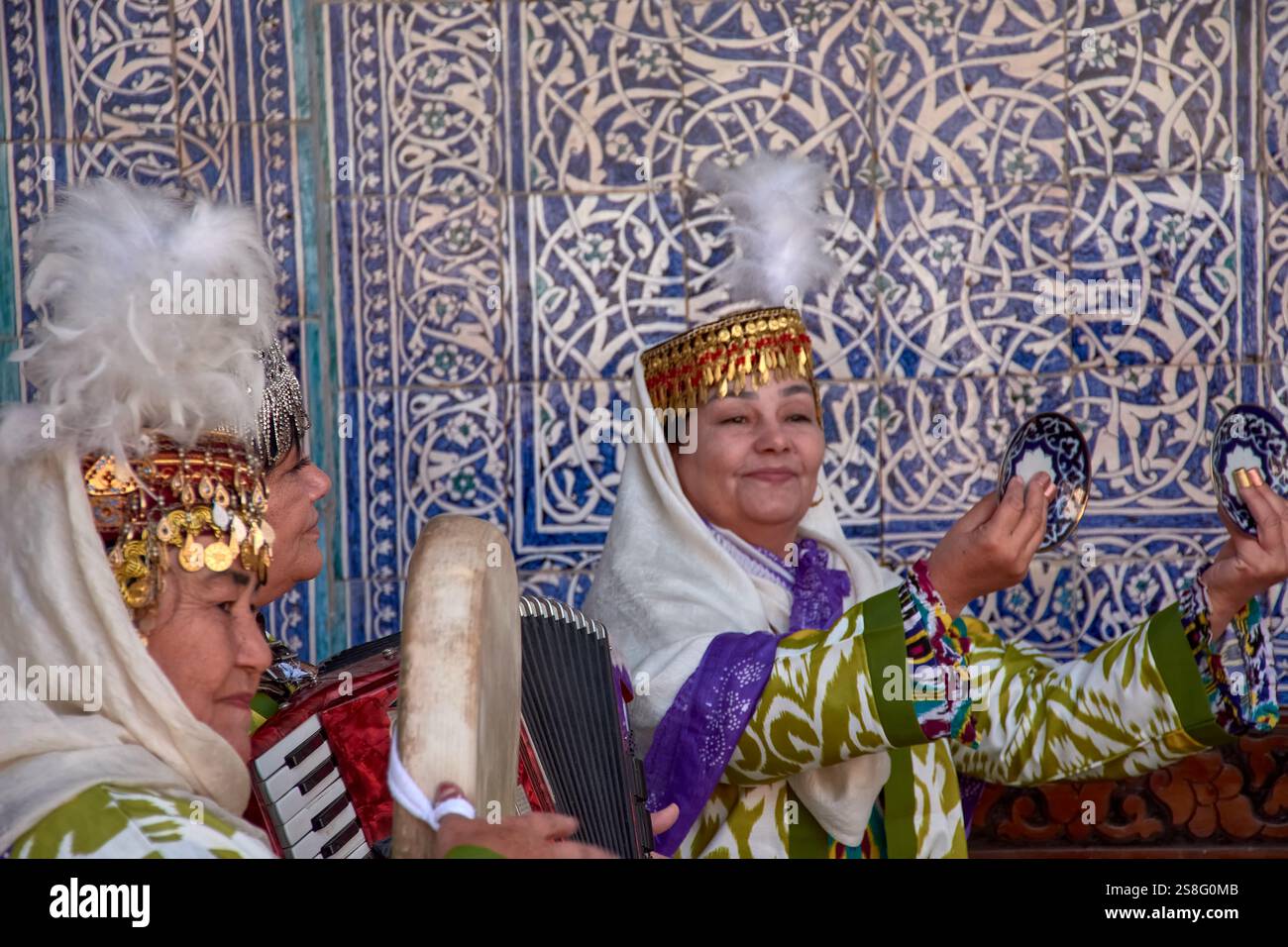 Khiva,Uzbekistan; September,21,2024: a group of Uzbek women musicians ...