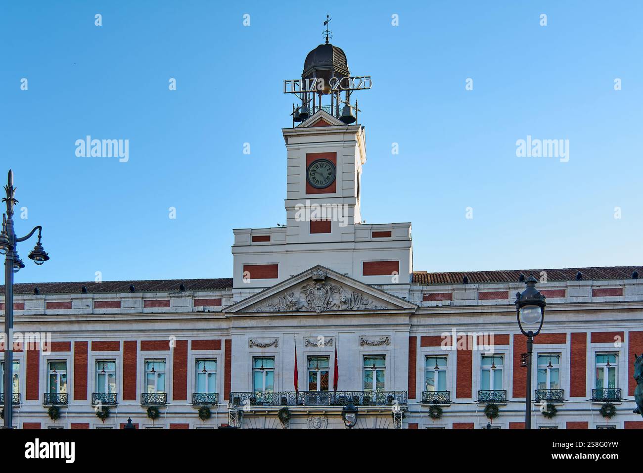 Madrid. Spain - January 22, 2025: Close-up of the famous clock tower at ...