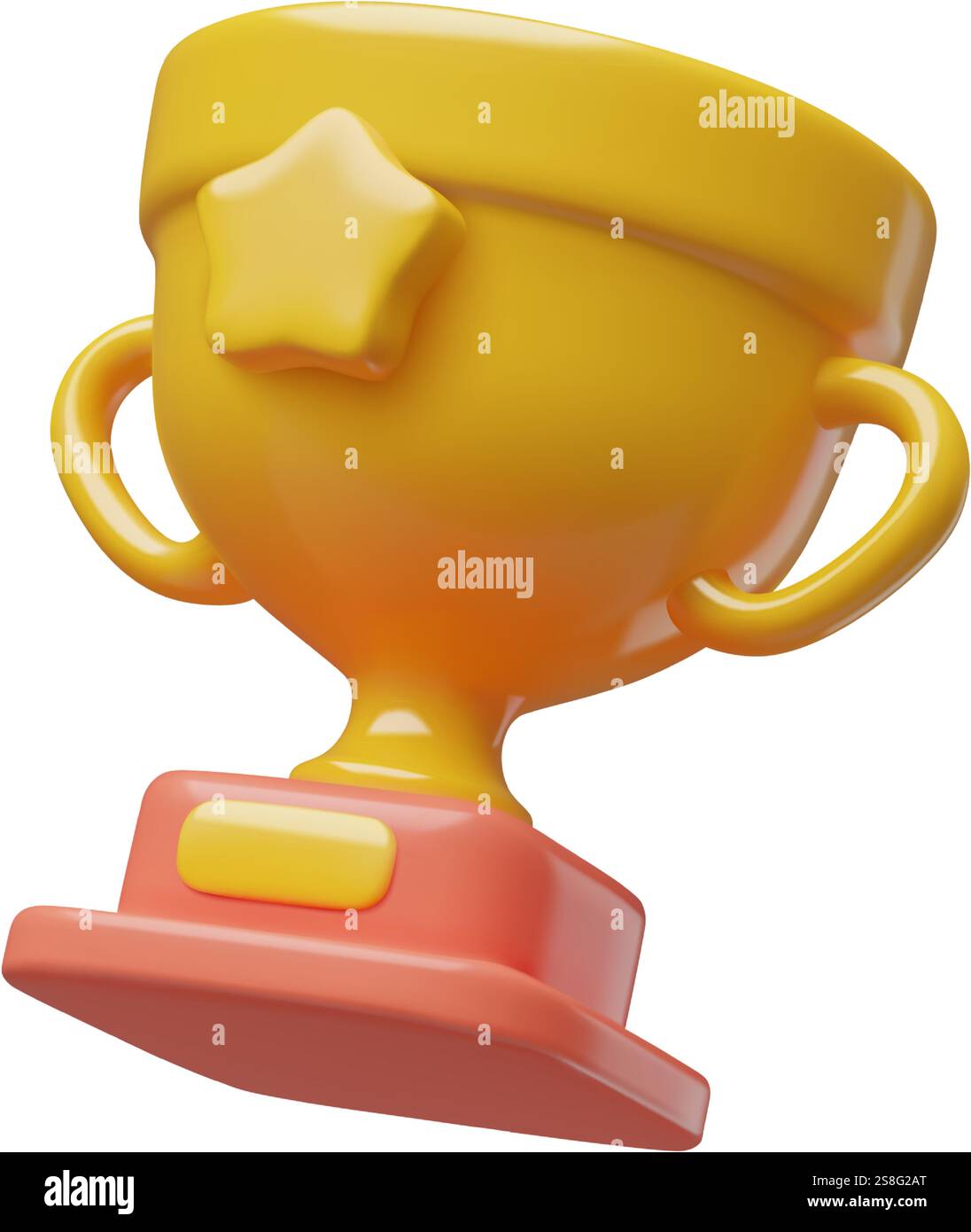 Flying trophy cup with a star 3d realistic winner award icon isolated ...
