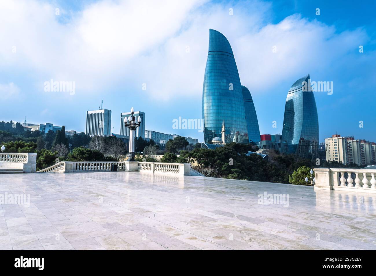 Areal view of Baku city from the Highland Park. Baku, Azerbaijan Stock ...