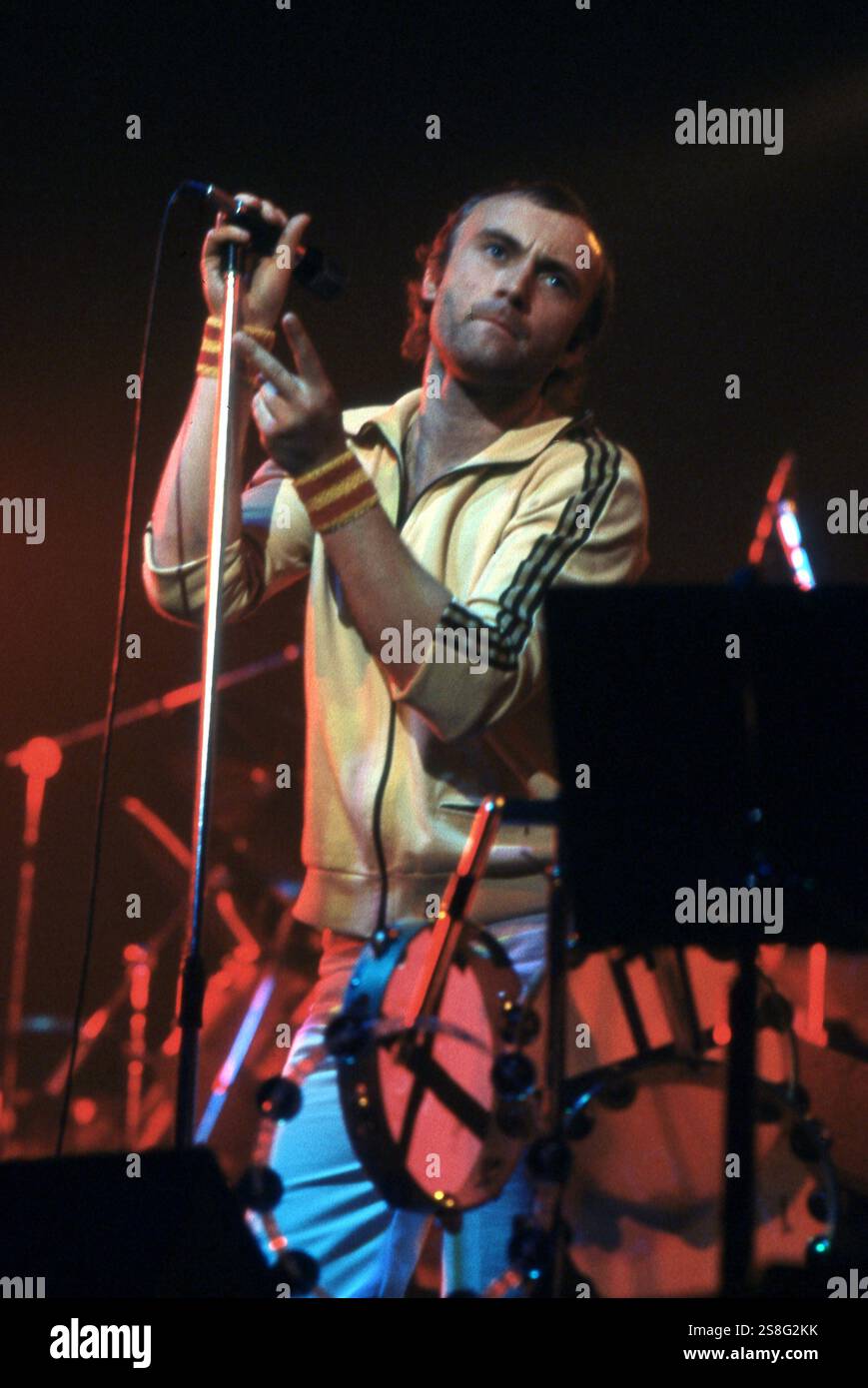 Phil Collins (Genesis) in concert in 1983 in Philadelphia Credit: mpiRR ...