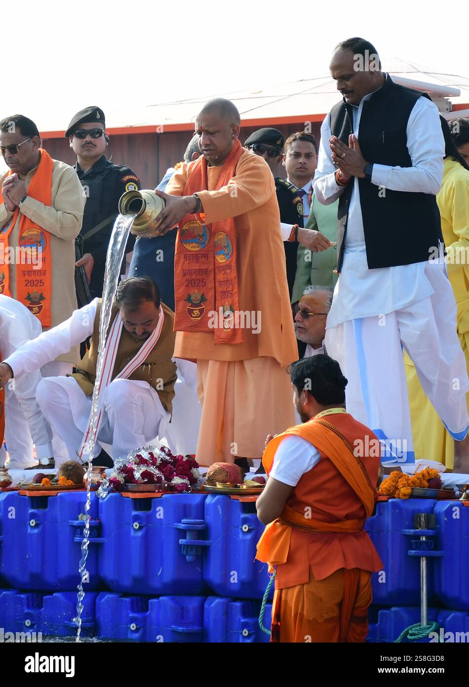 January 22, 2025: Prayagraj: Uttar Pradesh Chief Minister Yogi Adityanath with his Cabinet ...