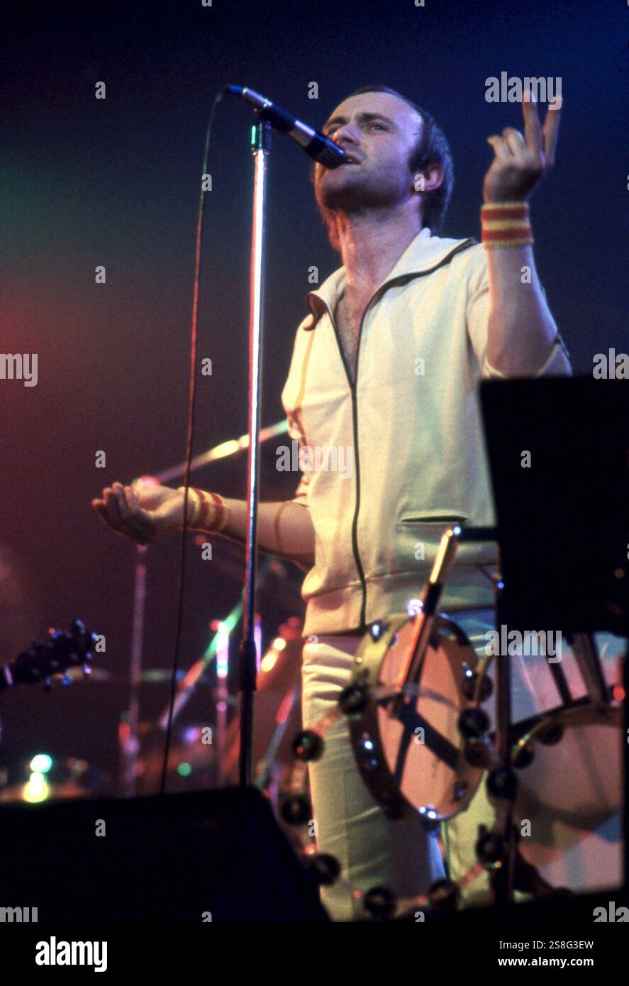 Phil Collins (Genesis) in concert in 1983 in Philadelphia Credit: mpiRR ...
