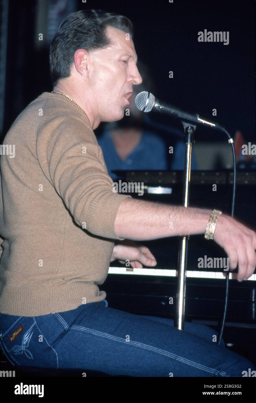 Jerry Lee Lewis performing in 1984 Credit: mpiRR/ MediaPunch Stock ...