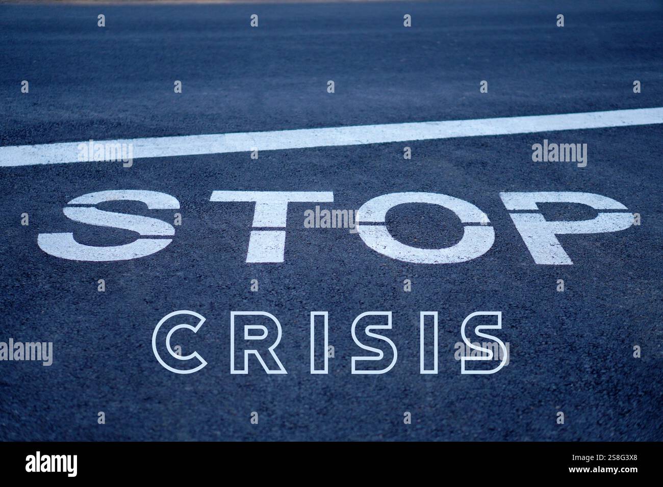 stop crisis. global social problem. words written on a stop sign Stock ...