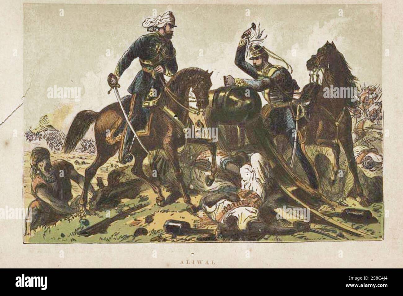 The Battle of Aliwal, northern India, 1846. Vintage Illustration from ...