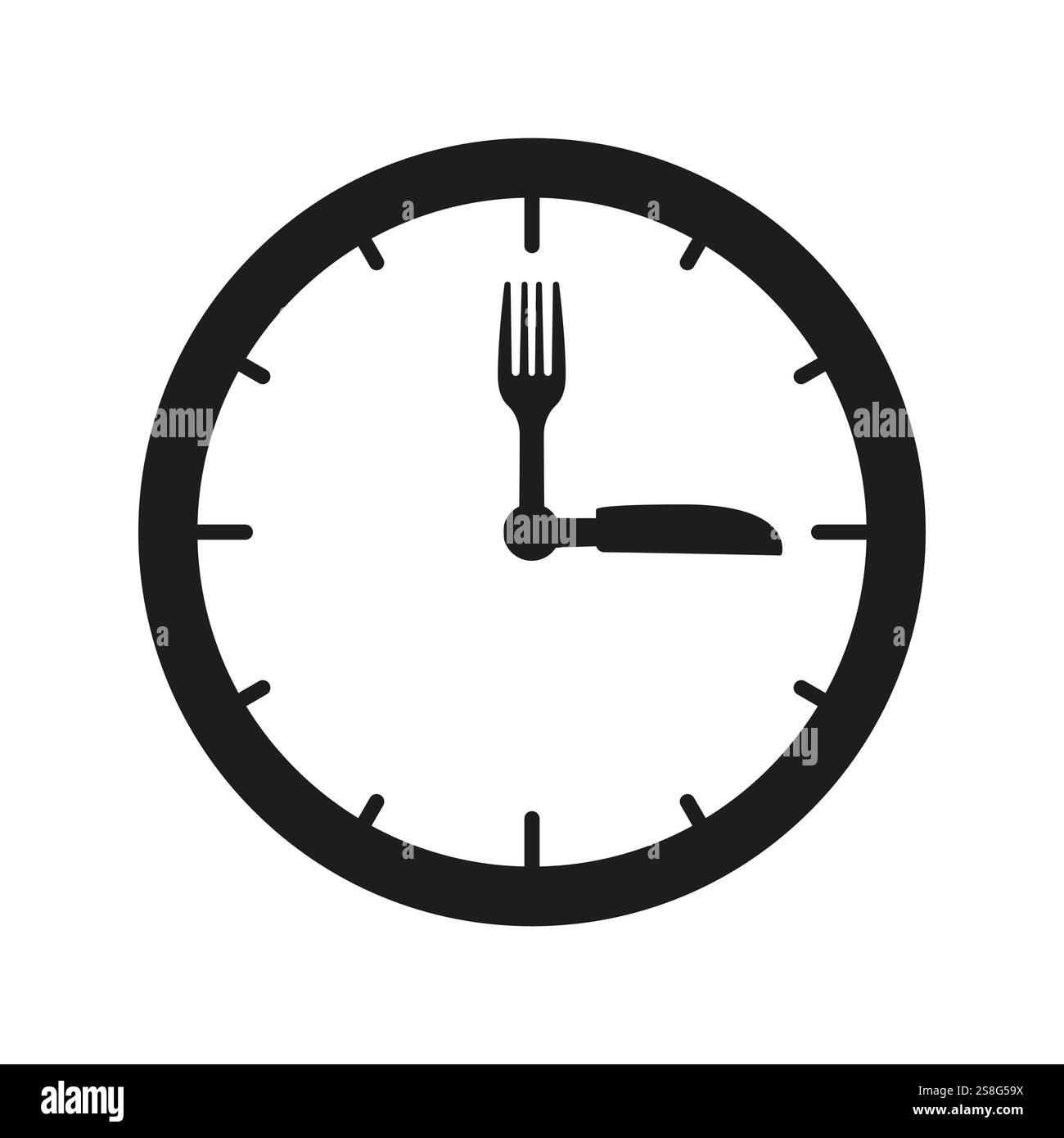 Clock Icon Showing Mealtime With Cutlery Hands, Eating Schedule Concept ...