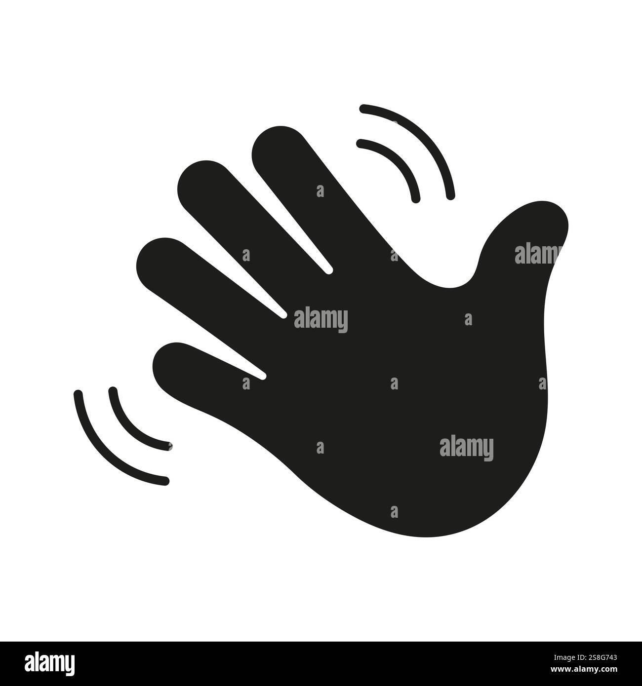 Waving Hand Silhouette Icon. Gesture of Hello or Goodbye Black Symbol ...