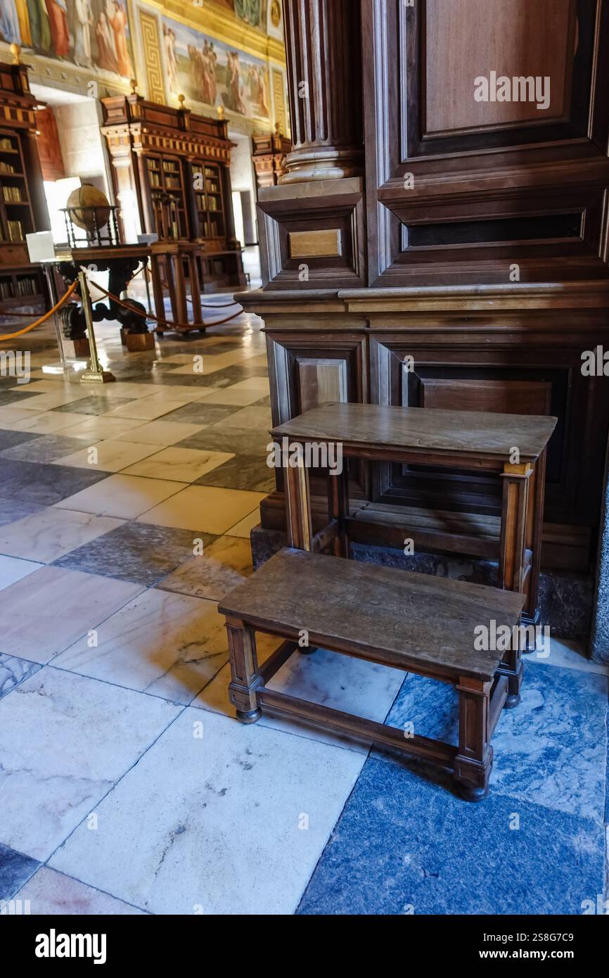 Royal library inside the Royal Site of San Lorenzo de El Escorial in ...