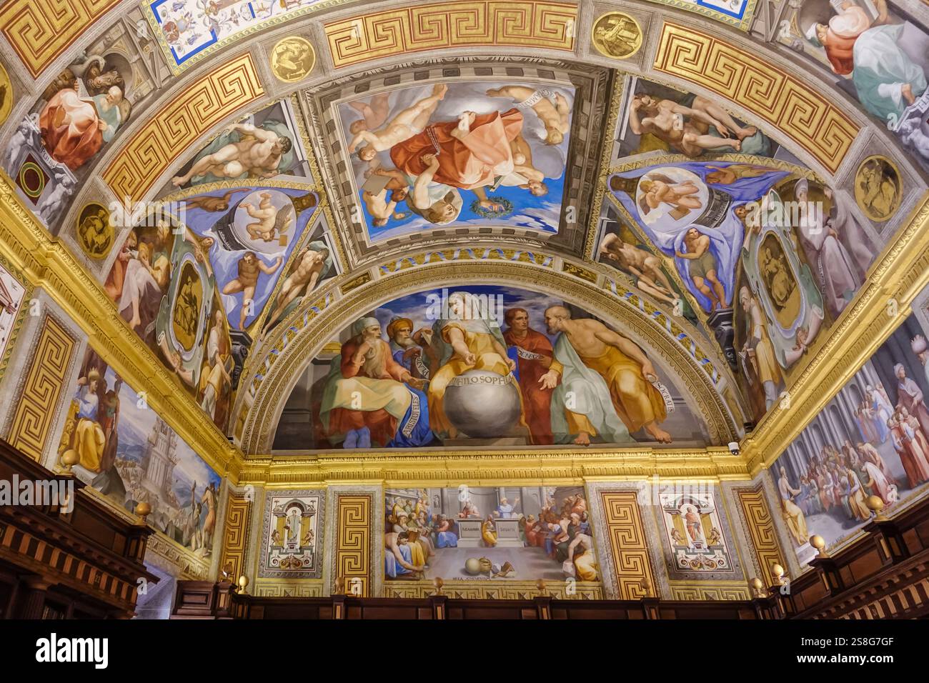 Royal library inside the Royal Site of San Lorenzo de El Escorial in ...