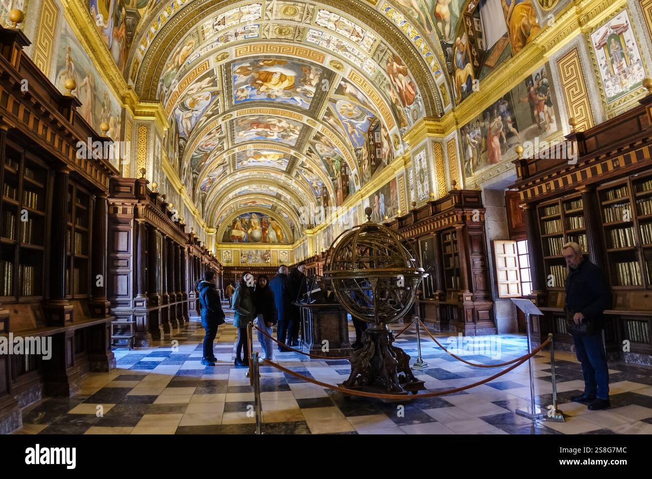Royal library inside the Royal Site of San Lorenzo de El Escorial in ...