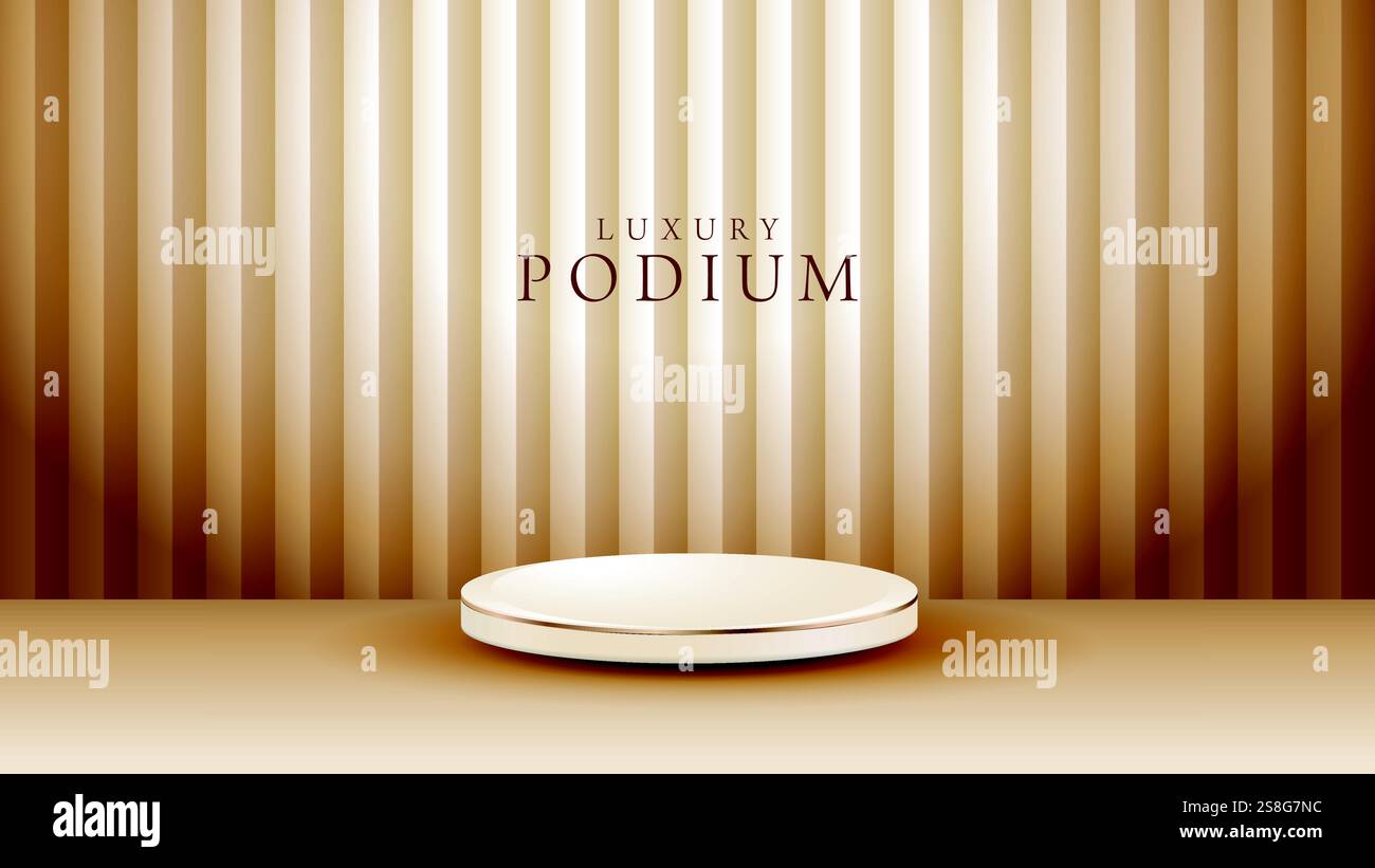 Product podium with sparkle golden lines elements 3d realistic design ...