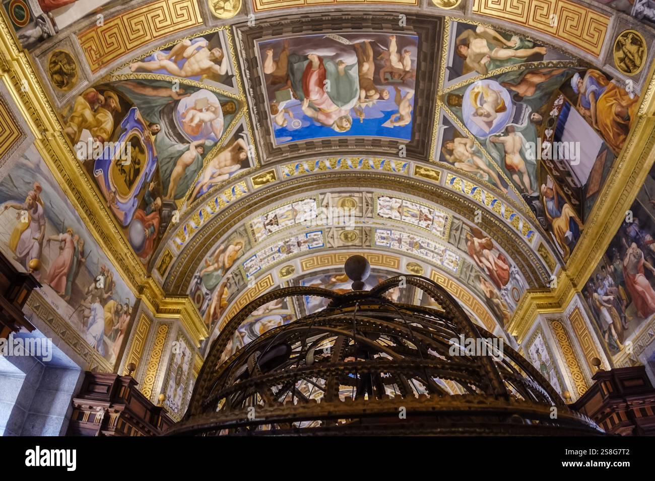 Royal library inside the Royal Site of San Lorenzo de El Escorial in ...