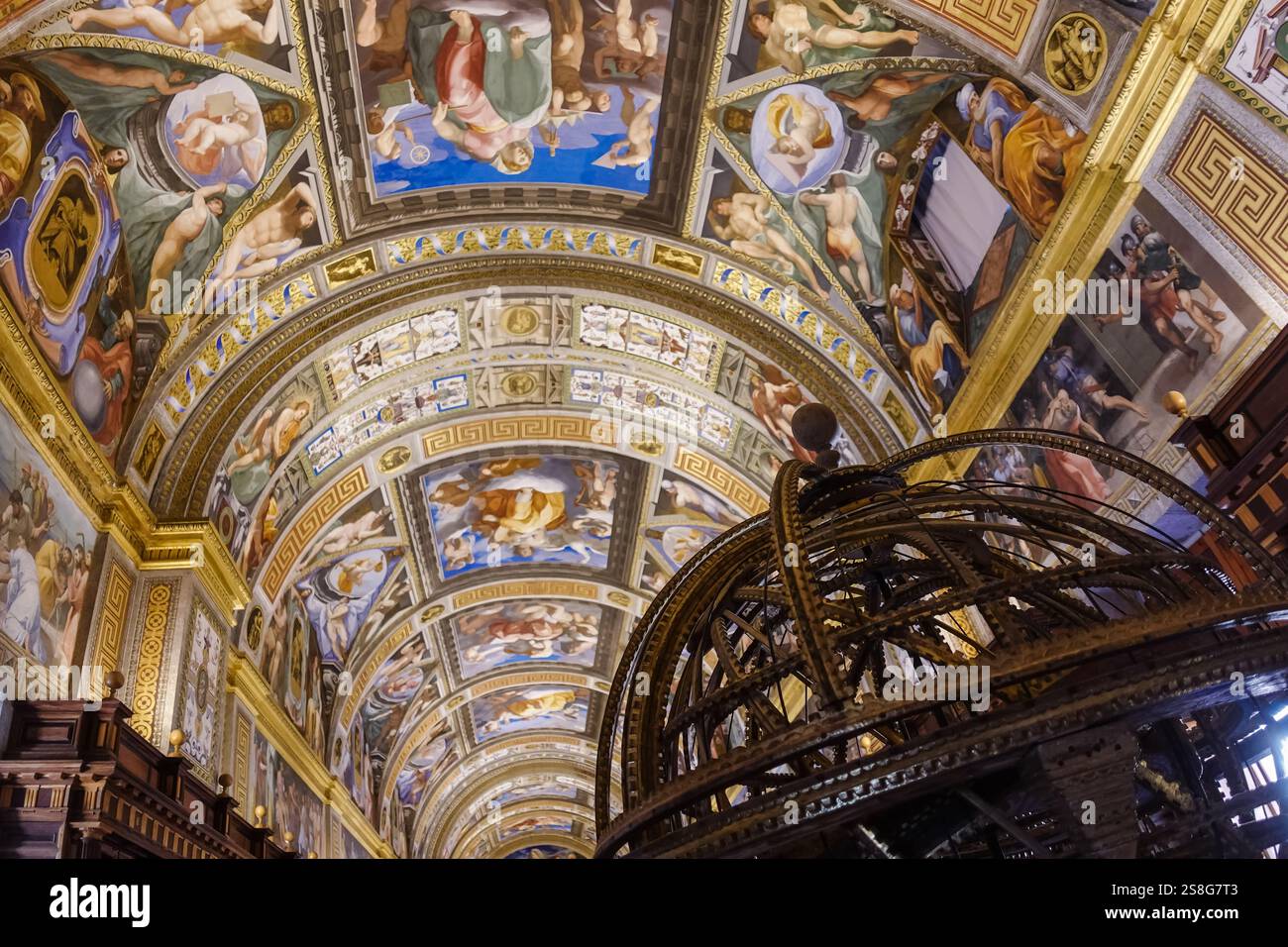 Royal library inside the Royal Site of San Lorenzo de El Escorial in ...