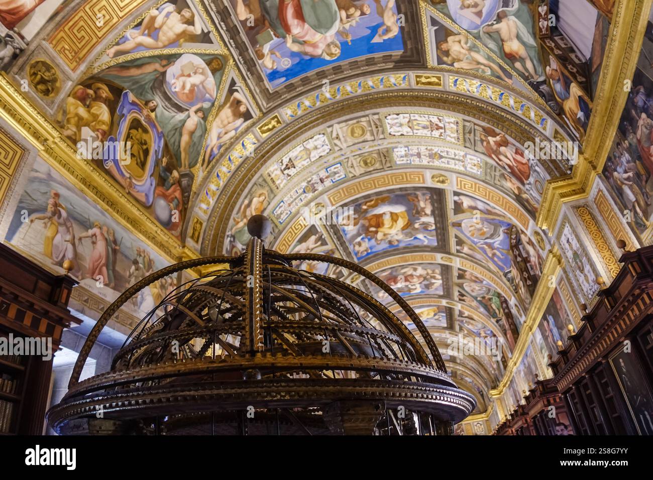 Royal library inside the Royal Site of San Lorenzo de El Escorial in ...