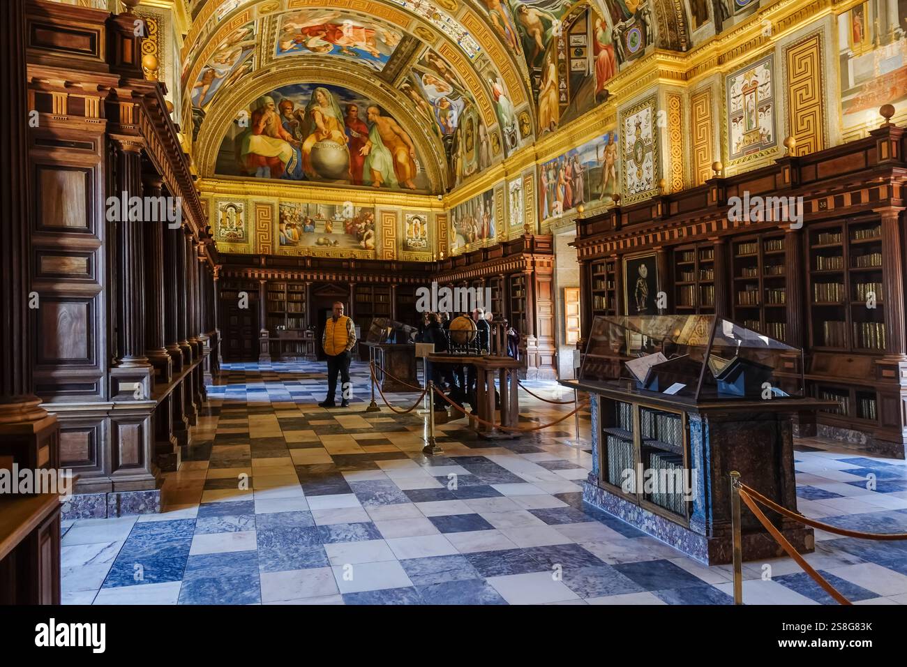 Royal library inside the Royal Site of San Lorenzo de El Escorial in ...