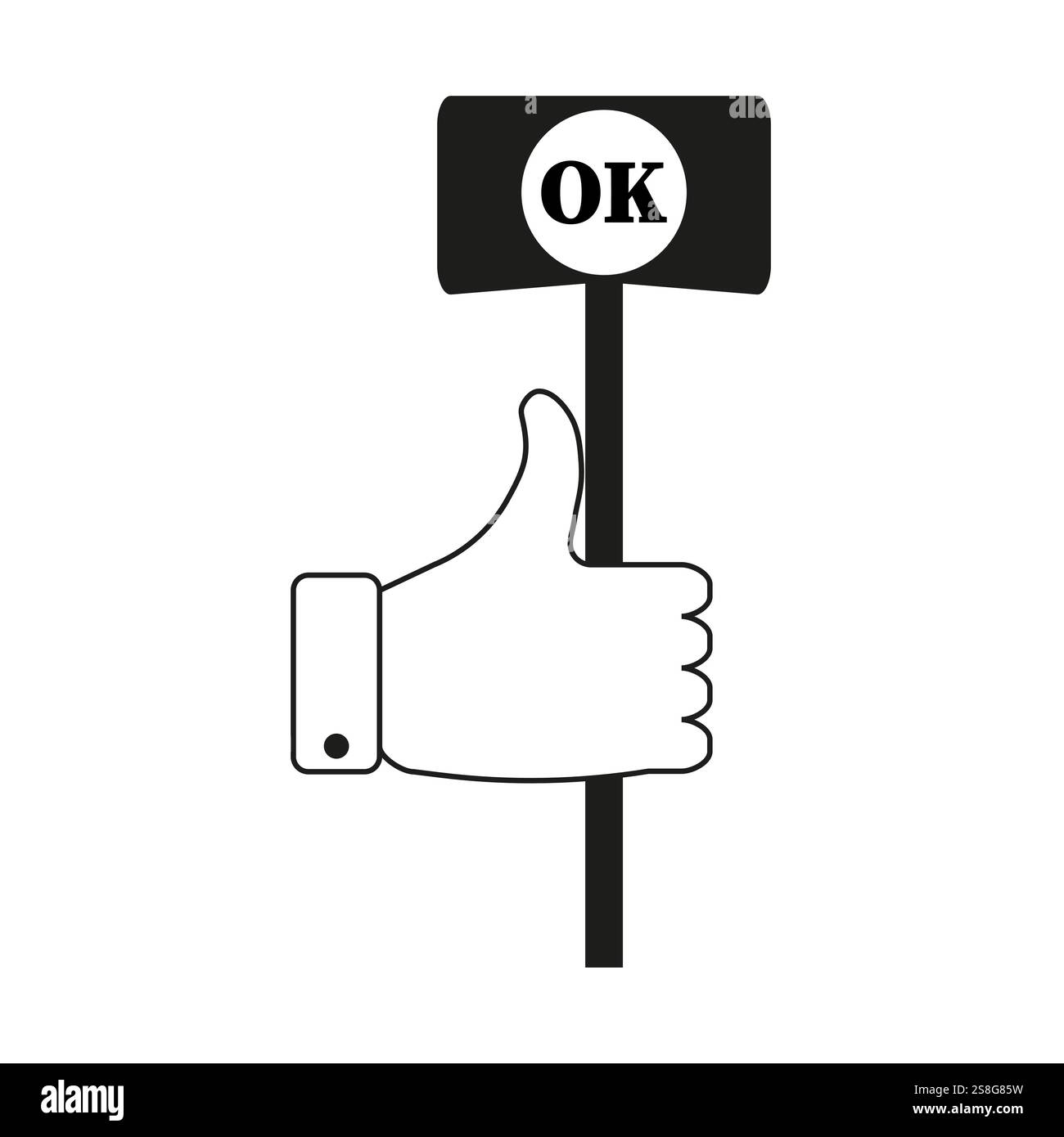Thumb up icon. OK signboard symbol. Approval gesture outline. Vector ...