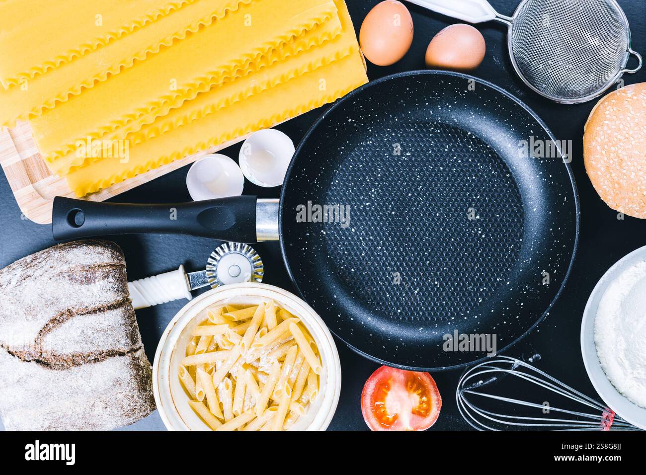 dry pasta spaghetti with ingredient Stock Photo - Alamy
