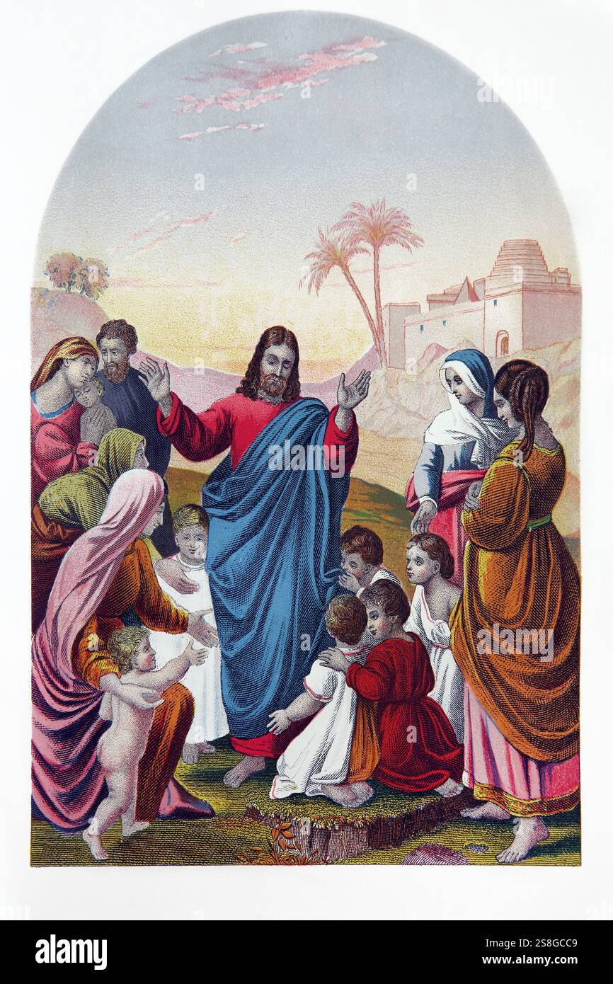 Jesus Christ Receiving the Children "Suffer Little Children and forbid ...