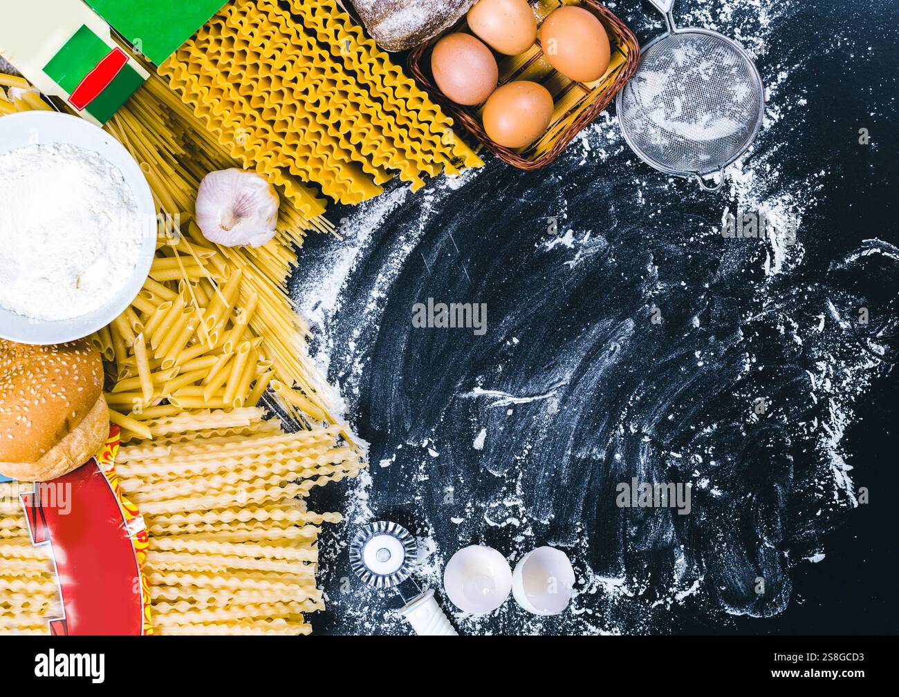 dry pasta spaghetti with ingredient Stock Photo - Alamy