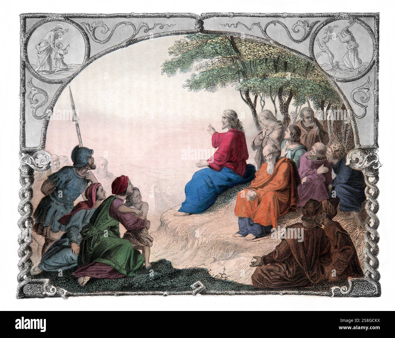 Illustration of Jesus Christ Sermon on the Mount (Gospel of Matthew ...