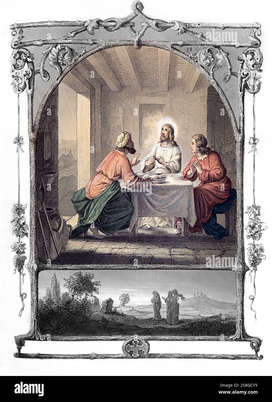 Jesus Christ appearing to Two disciples on the Road to Emmaus and ...