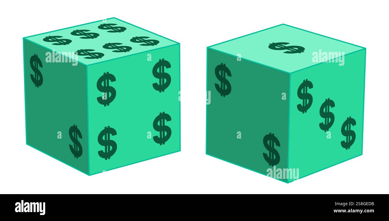 Illustration of the dice cubes with dollar symbols Stock Vector Image ...