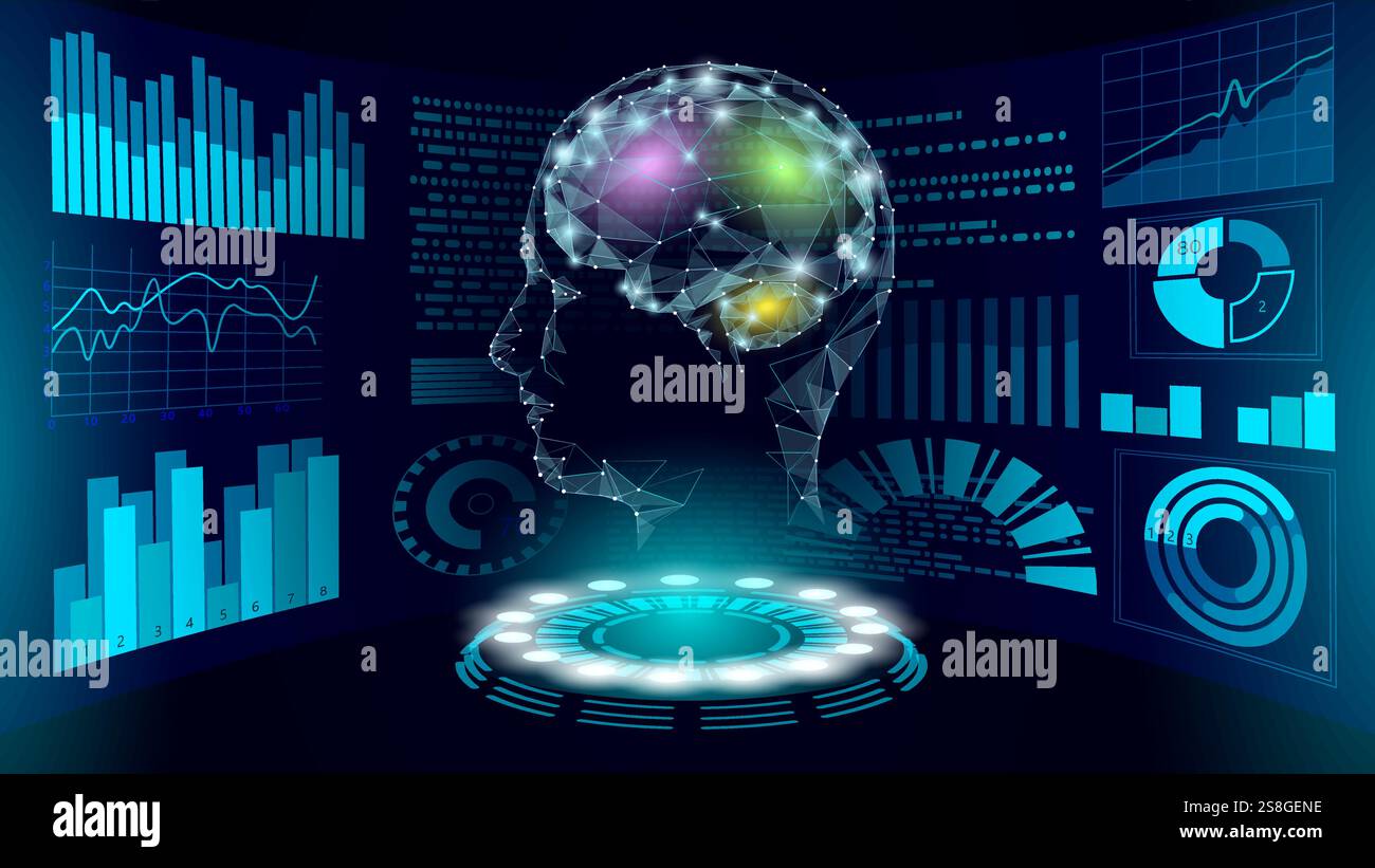 Virtual assistant HUD user display technology. AI artificial ...